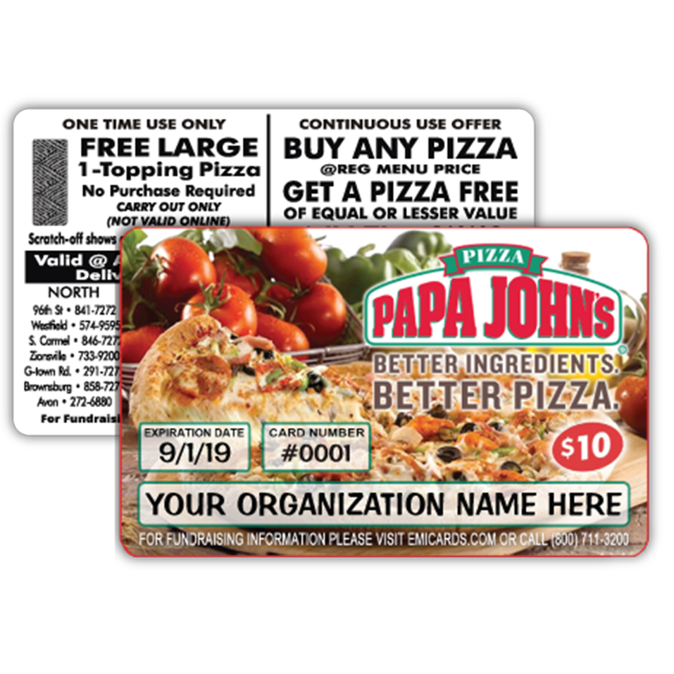 EMI Fundraising Discount Cards Sports Passes Pizza Cards